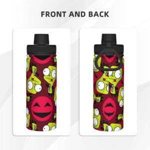 CONPELSON 18OZ Sports Insulated Water Bottle Invader Anime Zim Stainless Steel Kettle Novelty Portable Cup for Travel Gym Outdoor Sports