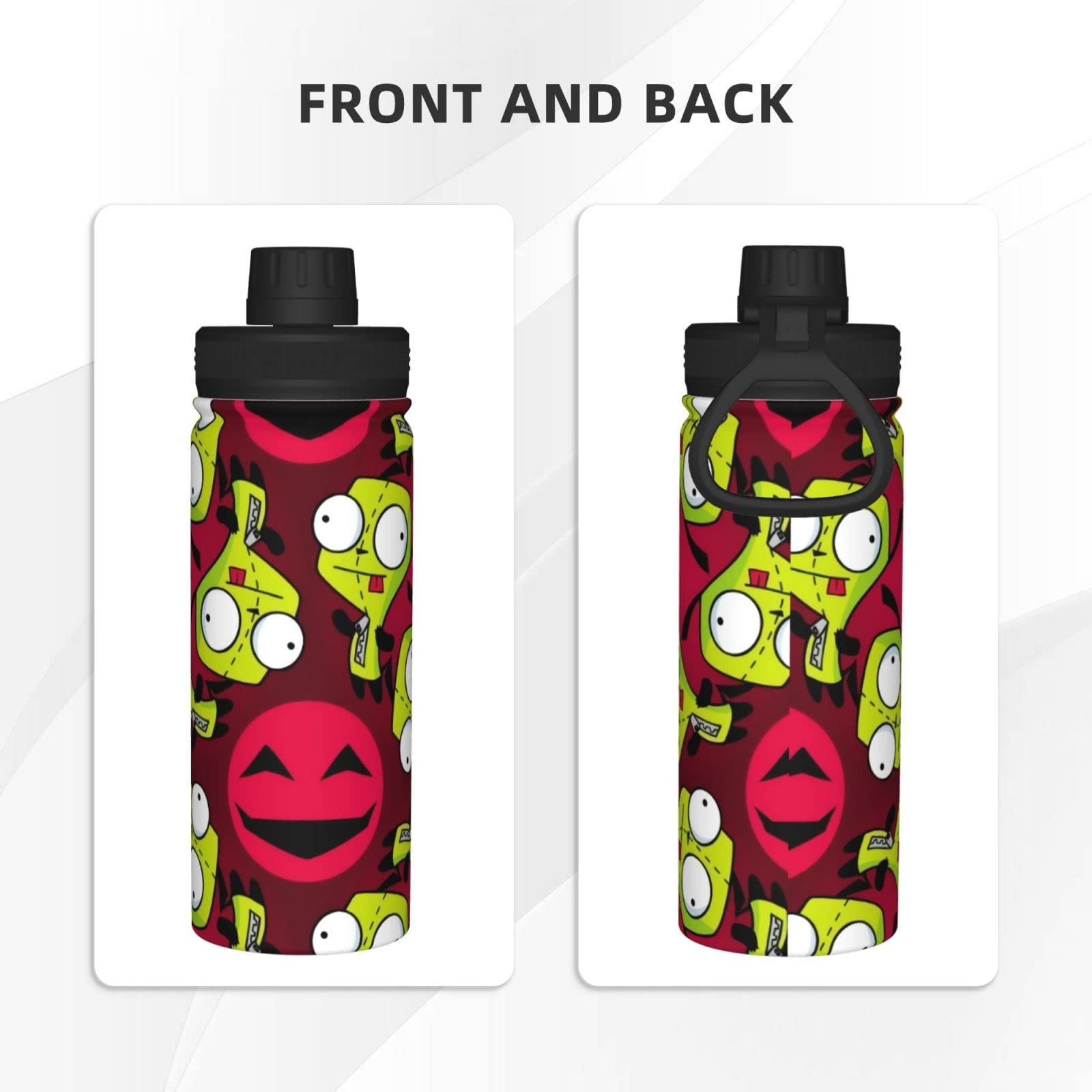 CONPELSON 18OZ Sports Insulated Water Bottle Invader Anime Zim Stainless Steel Kettle Novelty Portable Cup for Travel Gym Outdoor Sports