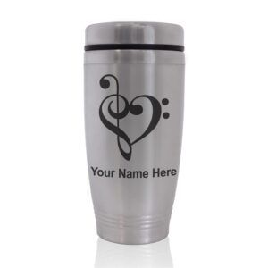 skunkwerkz commuter travel mug, music heart, personalized engraving included