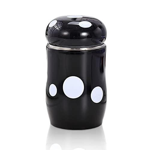 ResArea Mushroom Stainless Steel Thermos Mini Portable Water Bottle Easy to Carry Keeps Cold and Hot for Kid and Women Vacuum Insulation Proof Leak Black