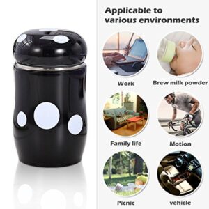 ResArea Mushroom Stainless Steel Thermos Mini Portable Water Bottle Easy to Carry Keeps Cold and Hot for Kid and Women Vacuum Insulation Proof Leak Black