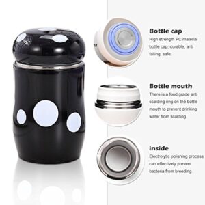 ResArea Mushroom Stainless Steel Thermos Mini Portable Water Bottle Easy to Carry Keeps Cold and Hot for Kid and Women Vacuum Insulation Proof Leak Black