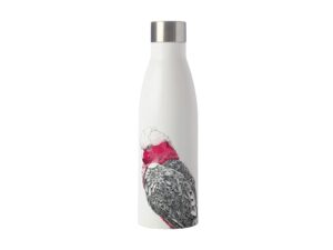 maxwell & williams marini ferlazzo insulated water bottle with galah design, double wall stainless steel, white, 500 ml