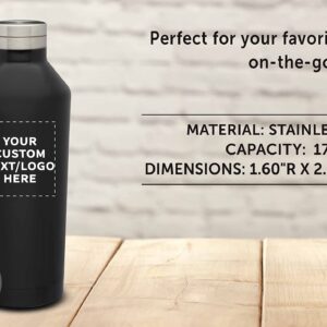 DISCOUNT PROMOS Custom Stainless Steel Water Bottles 17 oz. Set of 6, Personalized Bulk Pack - Double Wall, Perfect for Coffee, Soda, Other Hot & Cold Beverages - Black