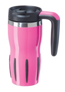 oggi 8067.13 double wall stainless steel travel mug, 16 oz, neon pink