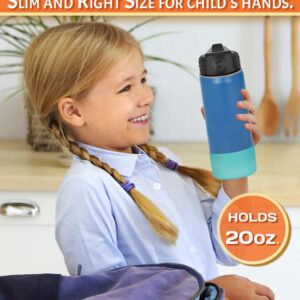 Polar Camel Water Bottle 20oz with Flip-Top Lid and Straw, Vacuum Insulated Flask, Stainless Steel Sports Double Wall Thermos Boys Girls Water Bottle (Royal Blue, 20 oz)