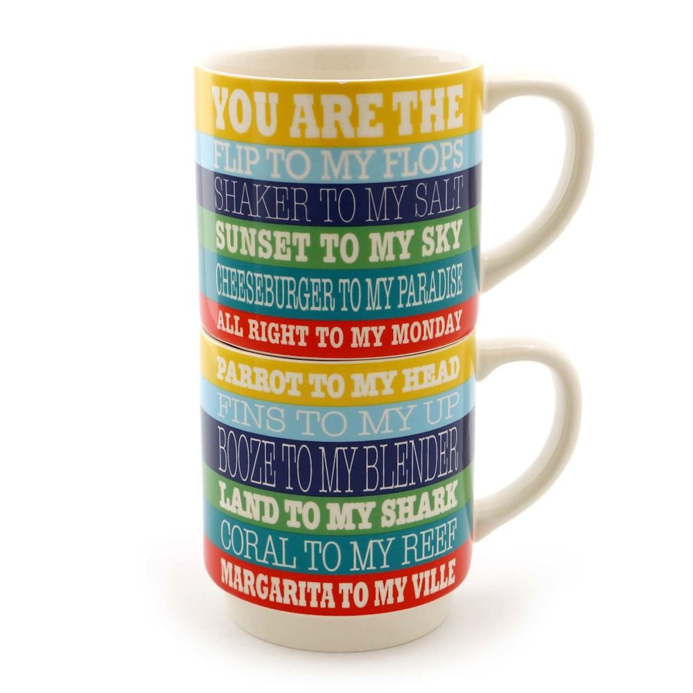 Enesco Margaritaville by Our Name is Mud Stacking Lyric Stoneware Coffee Mug Set, 12 oz, Multicolor