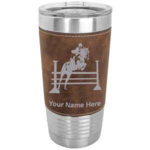 lasergram 20oz vacuum insulated tumbler mug, horse hurdles, personalized engraving included (faux leather, rustic)