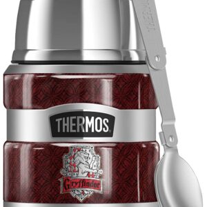 Harry Potter Gryffindor House Crest THERMOS STAINLESS KING Stainless Steel Food Jar with Folding Spoon, Vacuum insulated & Double Wall, 16oz