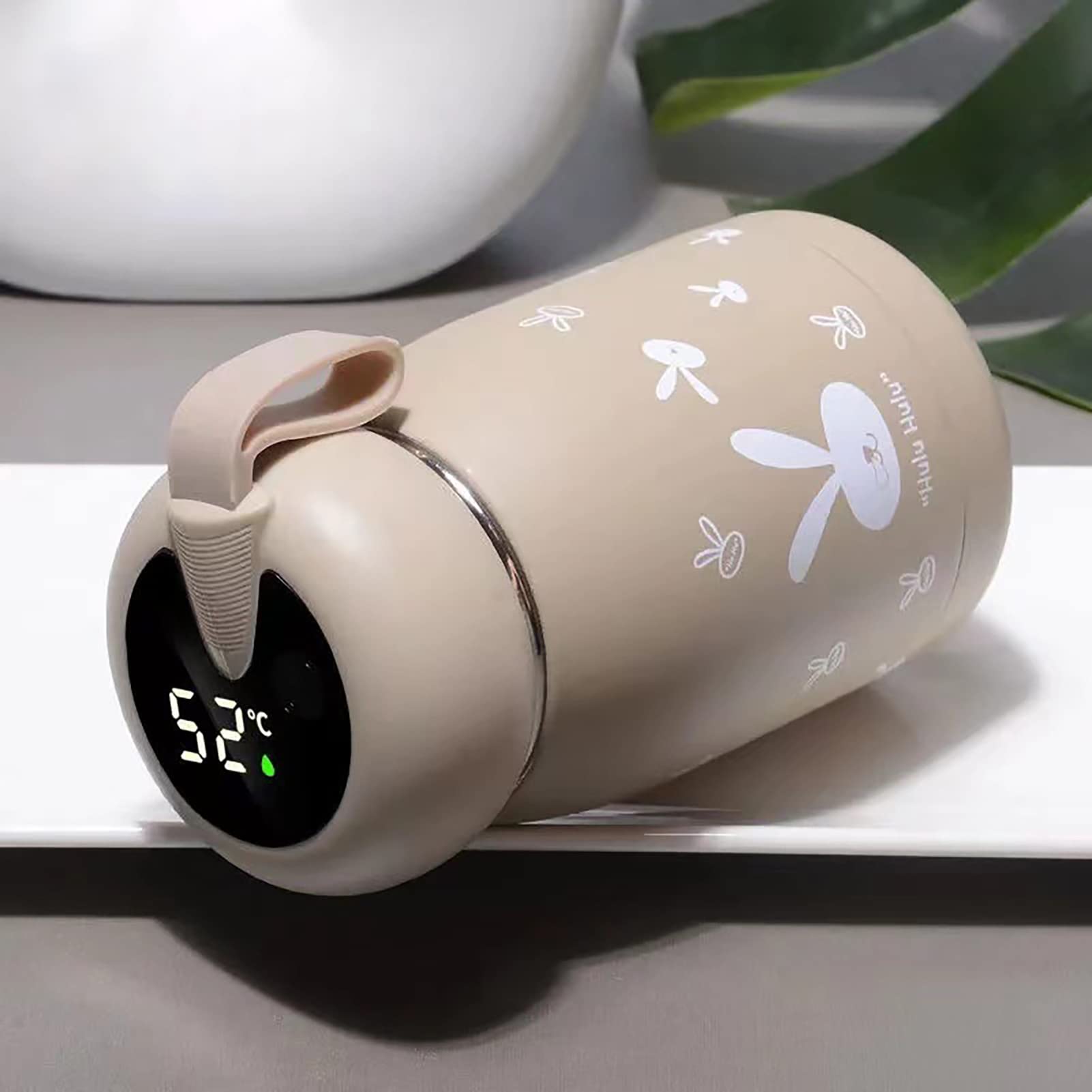 ZTGD Cute Insulated Water Bottle 320ml for Kid and Lady,Kawaii Thermos Cup with Led Display and Cute Pattern,Stainless Steel Coffee Vacuum Thermos Bottle Keep Drinks Hot or Cold for Travel School Off