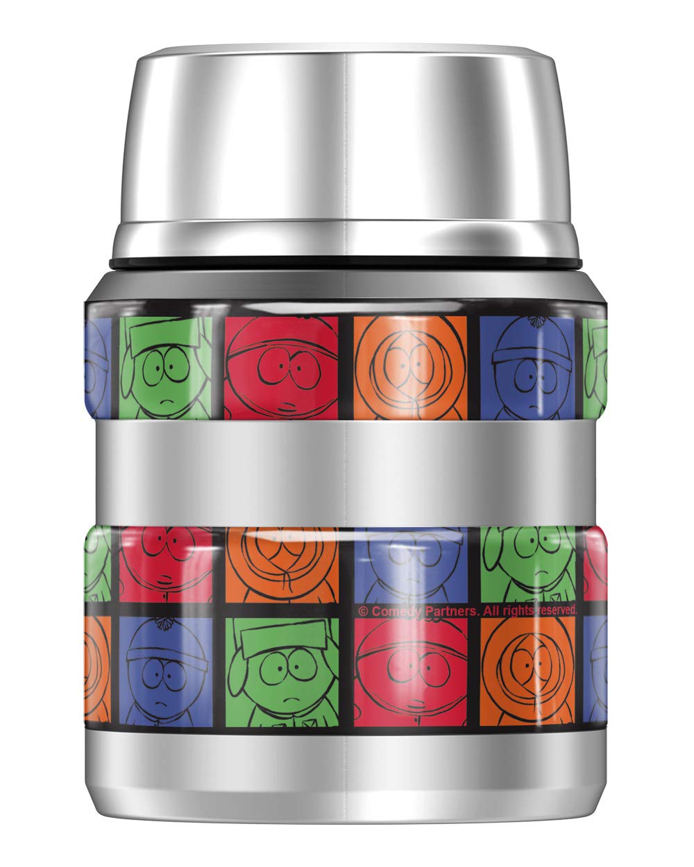 South Park Cartman, Stan, Kyle, Kenny Collage THERMOS STAINLESS KING Stainless Steel Food Jar with Folding Spoon, Vacuum insulated & Double Wall, 16oz