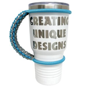 Handmade Elastic Tumbler Handles Made to fit most 20 30 32 40 oz (Handle Only) (Turquoise Gray White)