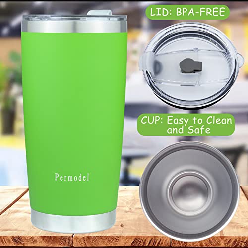 Permodel 20oz Tumbler,Vacuum Insulated Cup With Lid & Straw,Stainless Steel Travel Coffee Mug to Keep Hot and Cold up to 6-12H for Home & Office & Outdoor.(Grass Green)