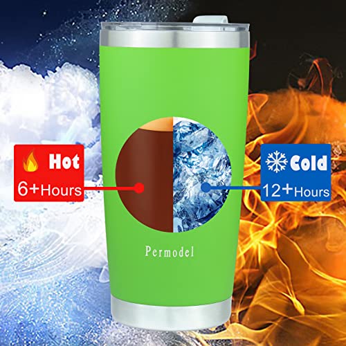 Permodel 20oz Tumbler,Vacuum Insulated Cup With Lid & Straw,Stainless Steel Travel Coffee Mug to Keep Hot and Cold up to 6-12H for Home & Office & Outdoor.(Grass Green)