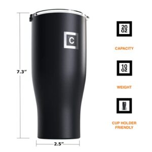 °CHILL FLASK Tumbler - 20 OZ, Vacuum Insulated, Double Walled, Stainless Steel, Hot Cold, Thermo Coffee, Tea, Water Travel Mug Container - Comes with 2 Multifunction Lids