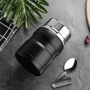 Ateupom 26oz Insulated Container Jar Thermos for Hot Food Soup Thermos with Spoon Stainless Steel Vacuum Bento Lunch Box Food Thermos for for Kids Adult Black 750ml