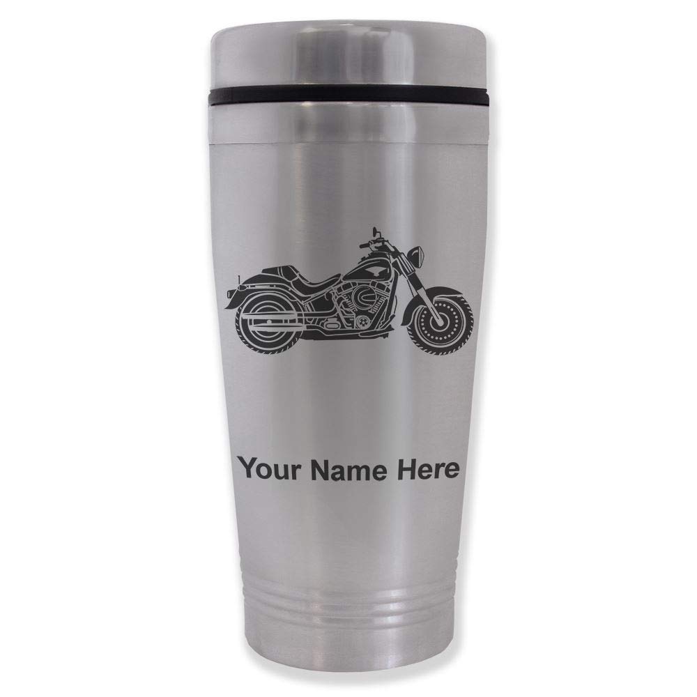 LaserGram 16oz Commuter Mug, Motorcycle, Personalized Engraving Included