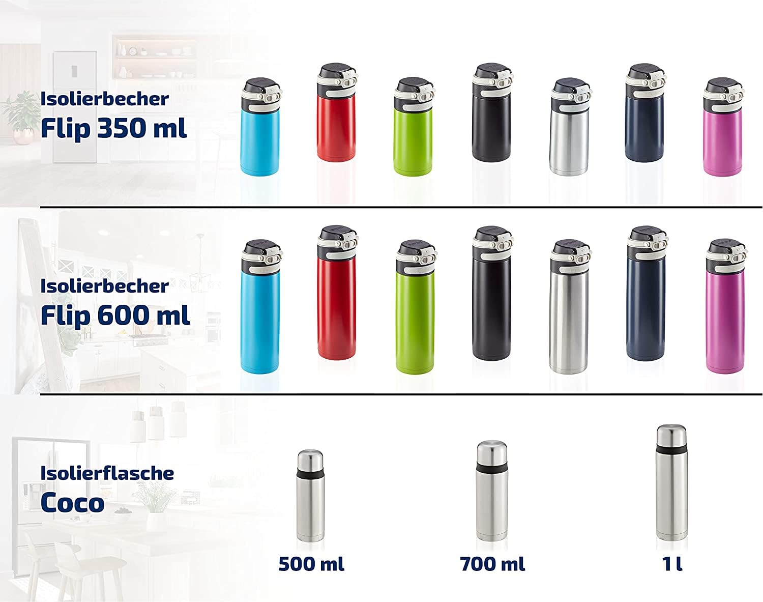 Leifheit Thermosflasche Thermos flask, 7,8 x 7,5 x 25 cm, Dark Blue