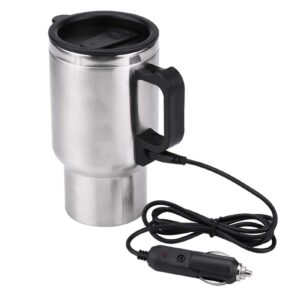 oumefar 12v 450ml car heating cup, electric car stainless steel travel heating cup car electric cup coffee tea car cup mug warmer car kettle boiler