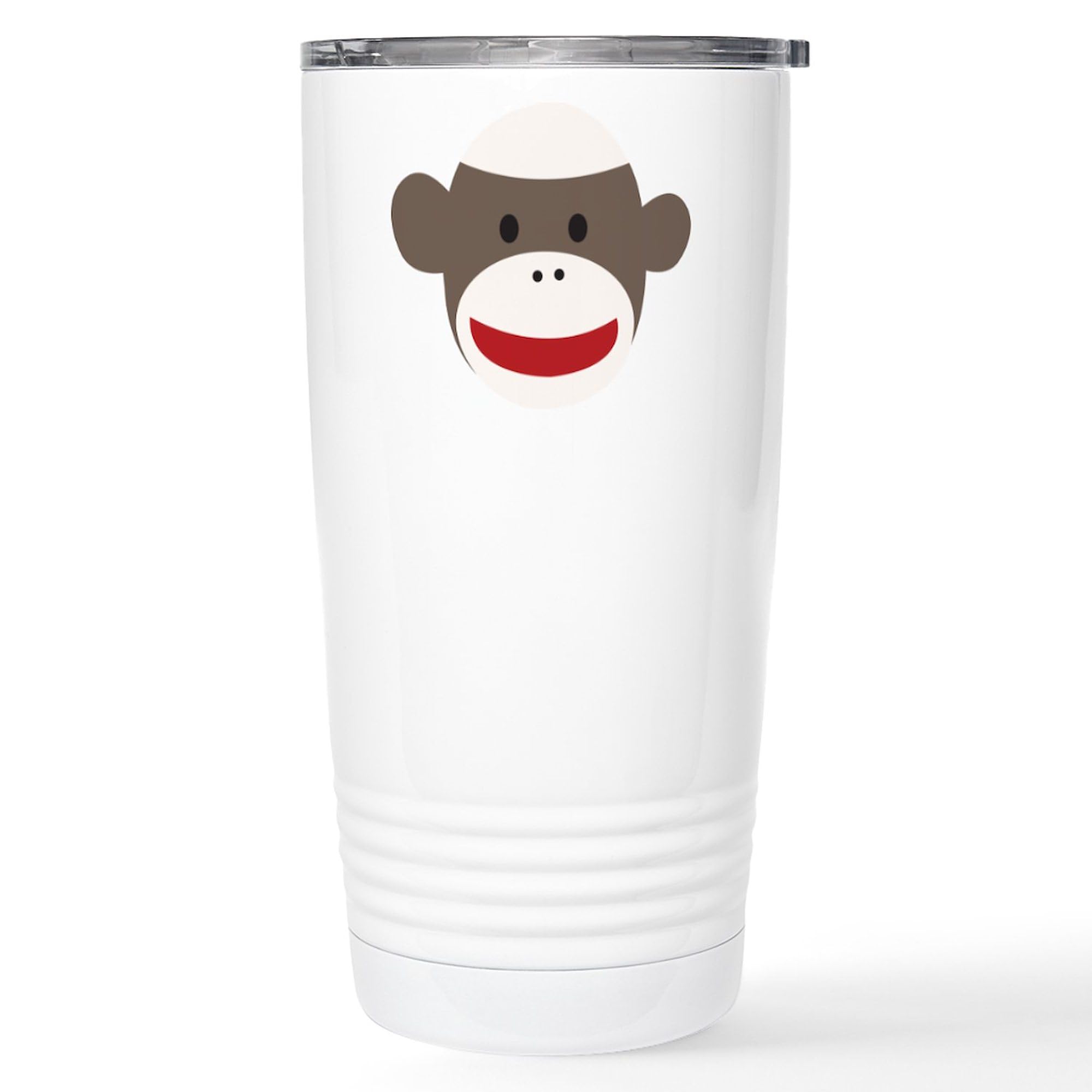 CafePress Sock Monkey Face Stainless Steel Travel Mug Stainless Steel Travel Mug, Insulated 20 oz. Coffee Tumbler