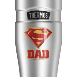 THERMOS Superman Super Dad Shield Logo STAINLESS KING Stainless Steel Travel Tumbler, Vacuum insulated & Double Wall, 16oz