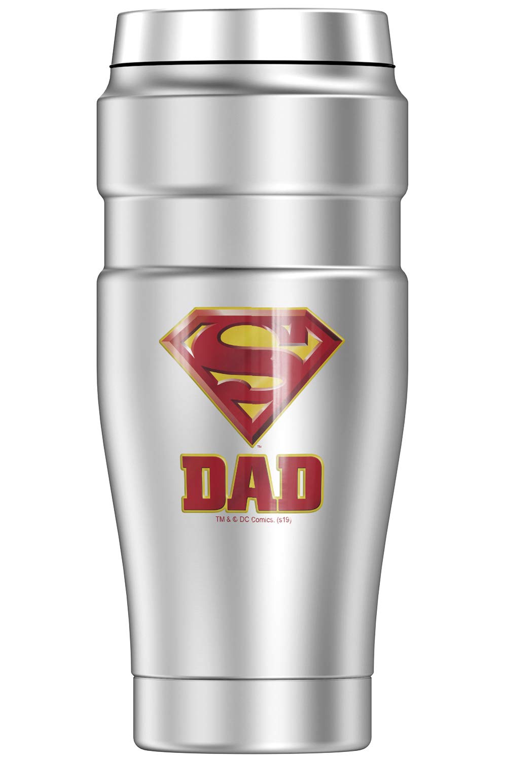 THERMOS Superman Super Dad Shield Logo STAINLESS KING Stainless Steel Travel Tumbler, Vacuum insulated & Double Wall, 16oz