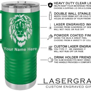 LaserGram 20oz Vacuum Insulated Travel Mug with Handle, Dragon, Personalized Engraving Included (Green)