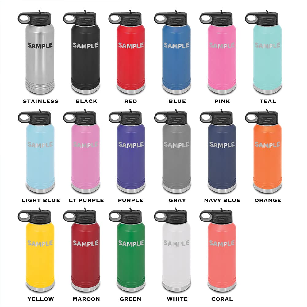 Mister Petlife Golden Retriever Heartbeat Lifeline Laser Engraved Water Bottle Customizable Polar Camel Stainless Steel Many Colors Sizes with Straw - Love Dog - 32 oz - Purple