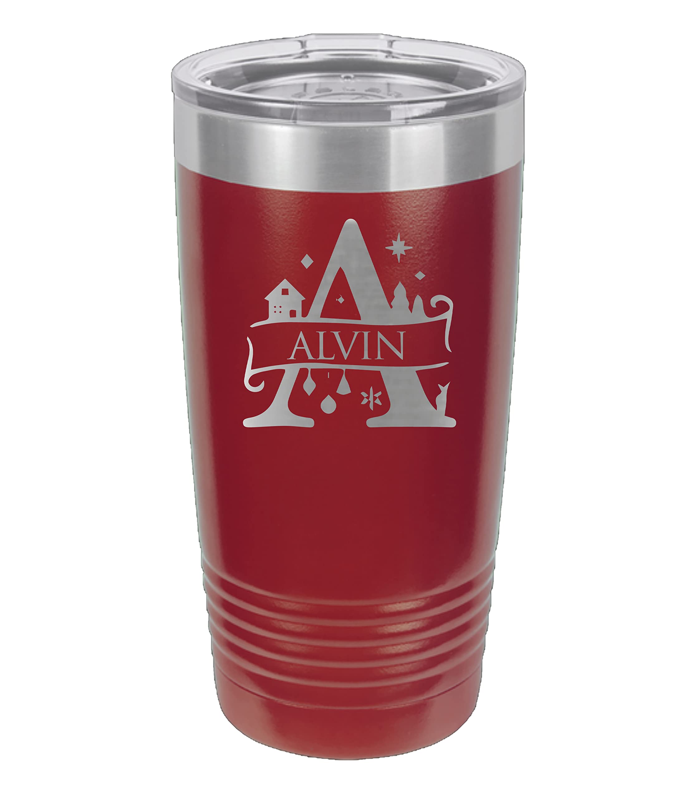 Christmas Personalized Name Tumbler, Laser Engraved Coffee Mug Gift Idea, Insulated Hot and Cold Drinks with Stainless Steel Cup, Unique gift for holiday season