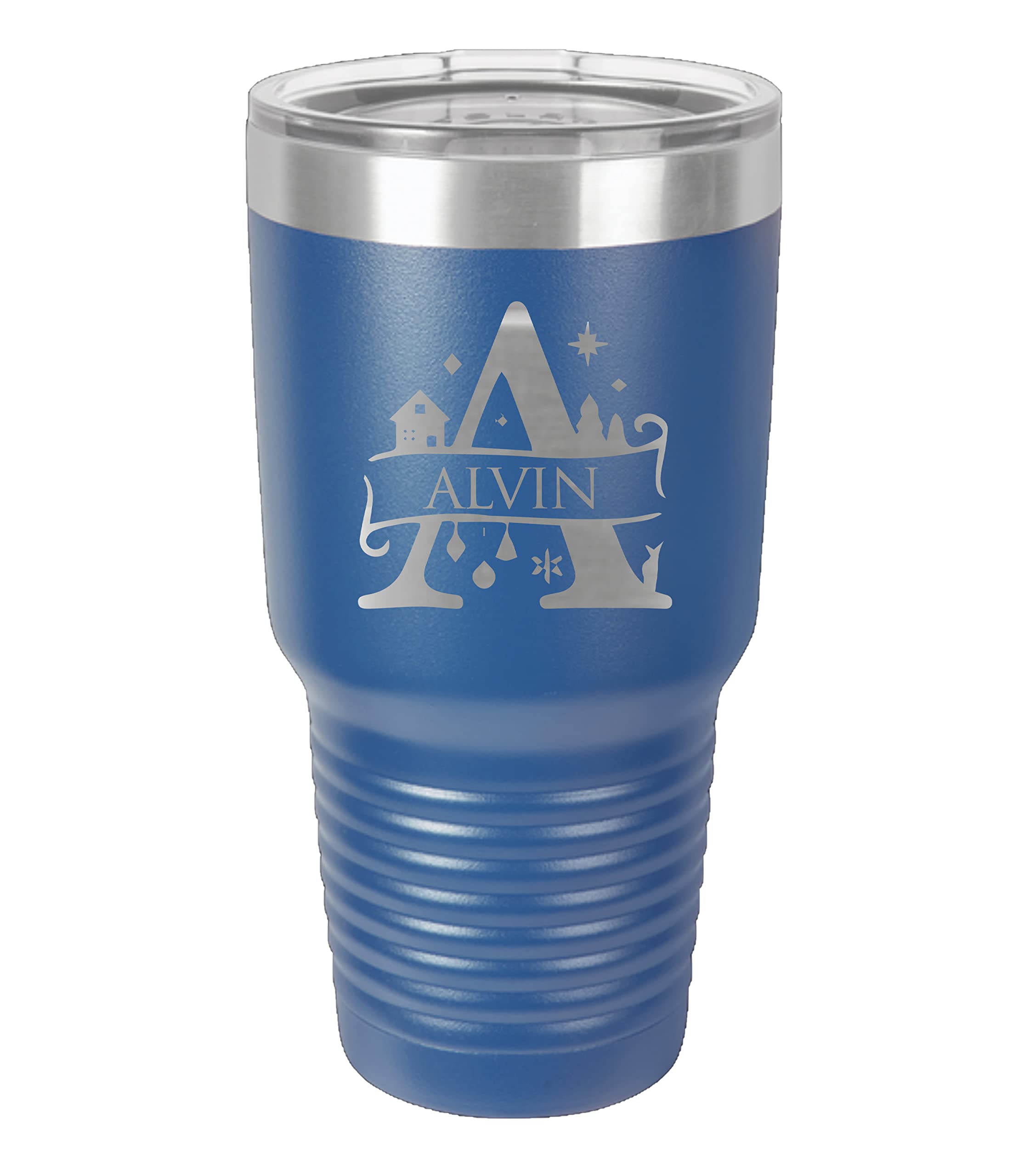 Christmas Personalized Name Tumbler, Laser Engraved Coffee Mug Gift Idea, Insulated Hot and Cold Drinks with Stainless Steel Cup, Unique gift for holiday season