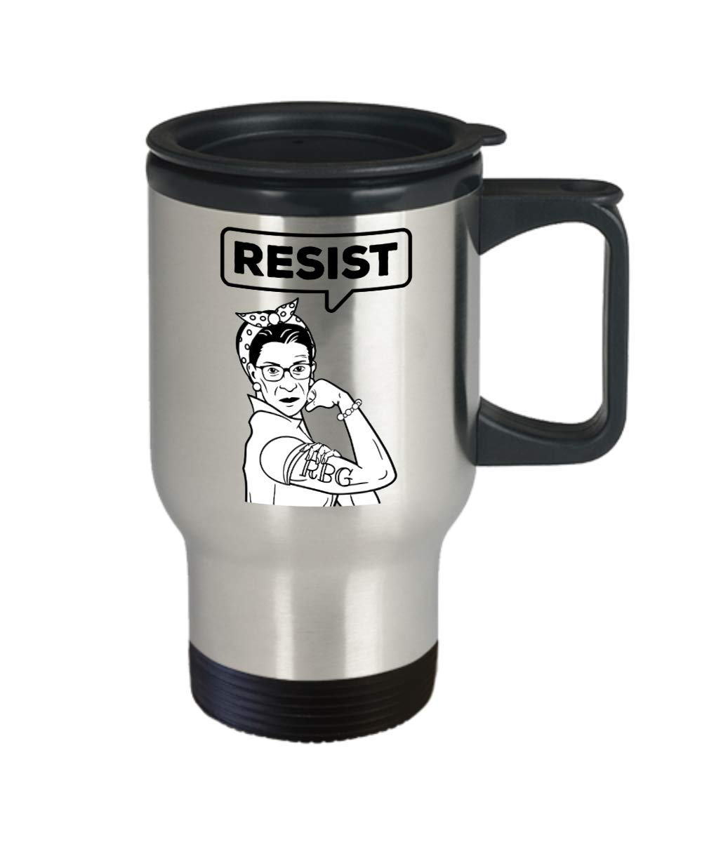 Ruth Bader Ginsburg Travel Mug RBG Resist Rosie the Riveter Coffee Cup Gift