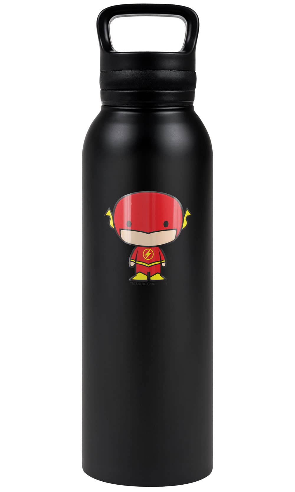 DC Flash - Flash OFFICIAL Flash Chibi 24 oz Insulated Canteen Water Bottle, Leak Resistant, Vacuum Insulated Stainless Steel with Loop Cap, Black