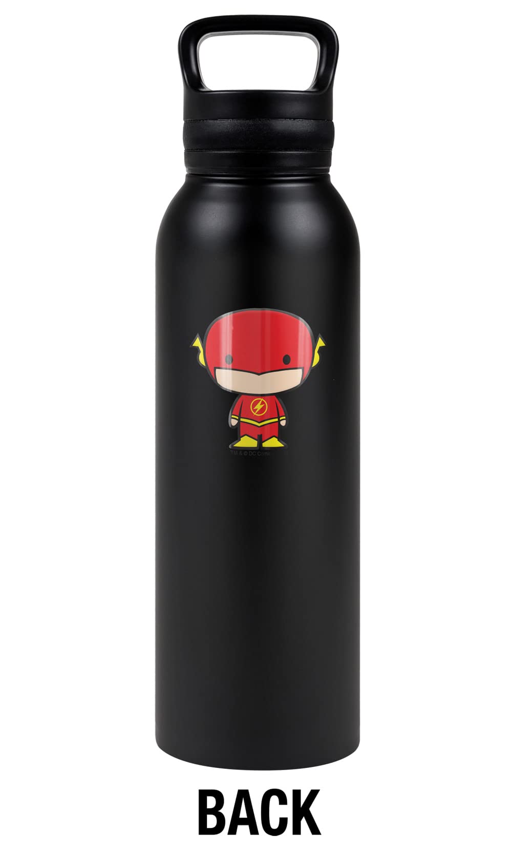 DC Flash - Flash OFFICIAL Flash Chibi 24 oz Insulated Canteen Water Bottle, Leak Resistant, Vacuum Insulated Stainless Steel with Loop Cap, Black