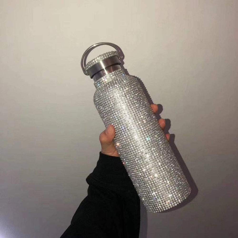 YJHY Diamond Thermos Bottle,Cup Water Bottle Sparkling High-end Insulated Bottle Bling Rhinestone Stainless Steel Thermal Bottle Diamond Thermo (350ml)