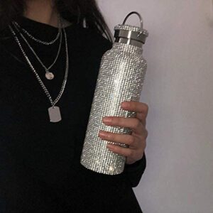 YJHY Diamond Thermos Bottle,Cup Water Bottle Sparkling High-end Insulated Bottle Bling Rhinestone Stainless Steel Thermal Bottle Diamond Thermo (350ml)