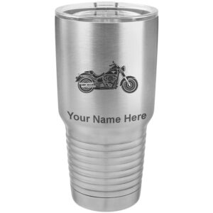 lasergram 30oz vacuum insulated tumbler mug, motorcycle, personalized engraving included (stainless steel)