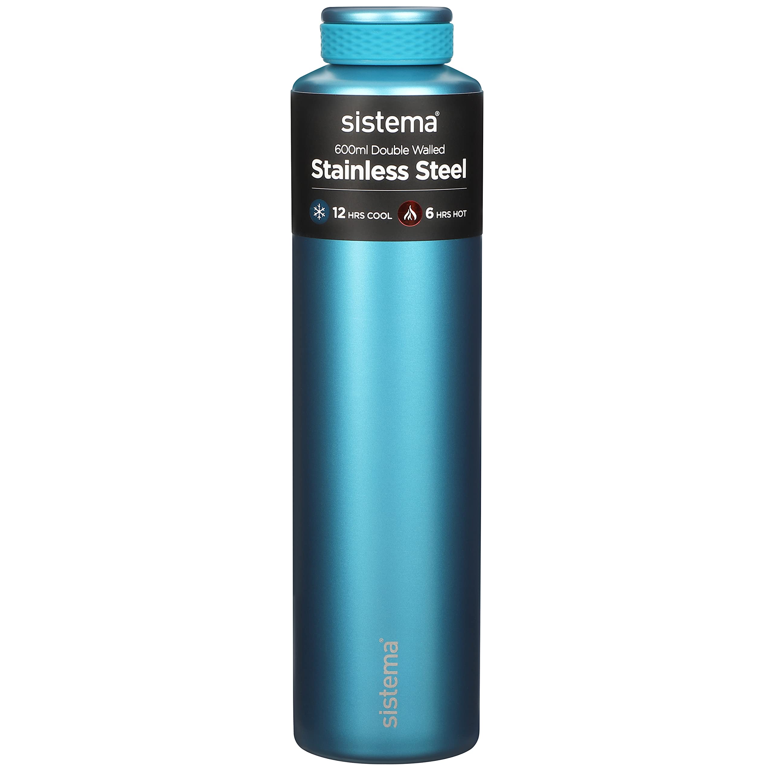 Sistema Hydrate Stainless Steel Water Bottle | 600 ml | BPA-Free | Double Wall Vacuum Insulated Metal Water Bottle | Keeps Liquid Hot & Cool | Assorted Colours