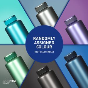 Sistema Hydrate Stainless Steel Water Bottle | 600 ml | BPA-Free | Double Wall Vacuum Insulated Metal Water Bottle | Keeps Liquid Hot & Cool | Assorted Colours