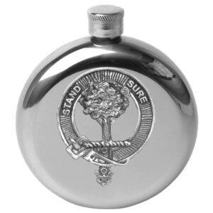 anderson 5 oz round clan crest scottish badge flask