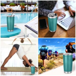 WELLDAY Plain Dark Teal Green Solid Color Stainless Steel Tumbler Cup with Straw & Lid Double Wall Vacuum Insulated Travel Mug Hot Cold Water Bottle Coffee Drinks Cup 20oz