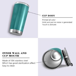 WELLDAY Plain Dark Teal Green Solid Color Stainless Steel Tumbler Cup with Straw & Lid Double Wall Vacuum Insulated Travel Mug Hot Cold Water Bottle Coffee Drinks Cup 20oz