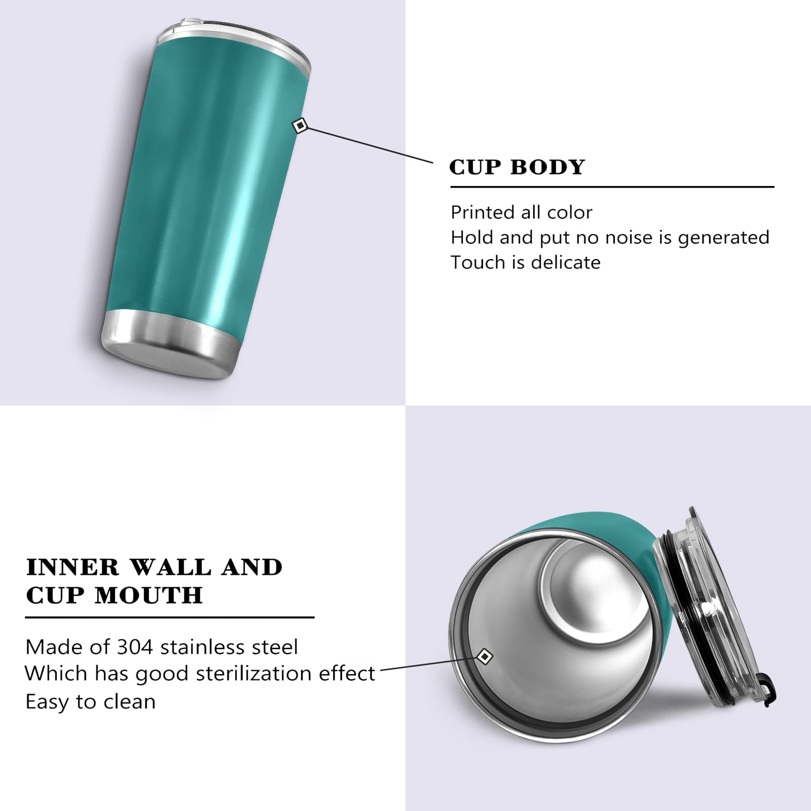 WELLDAY Plain Dark Teal Green Solid Color Stainless Steel Tumbler Cup with Straw & Lid Double Wall Vacuum Insulated Travel Mug Hot Cold Water Bottle Coffee Drinks Cup 20oz