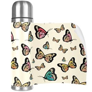 Butterflies Pattern Vacuum Insulated Stainless Steel Water Bottle, Double Walled Travel Thermos Coffee Mug 17 OZ for School Office