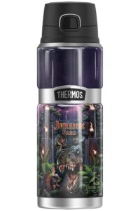 jurassic park welcome to jurassic park thermos stainless king stainless steel drink bottle, vacuum insulated & double wall, 24oz