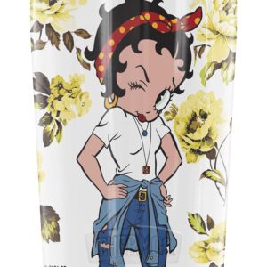 THERMOS Betty Boop Yellow Flowers GUARDIAN COLLECTION Stainless Steel Travel Tumbler, Vacuum insulated & Double Wall, 12 oz.