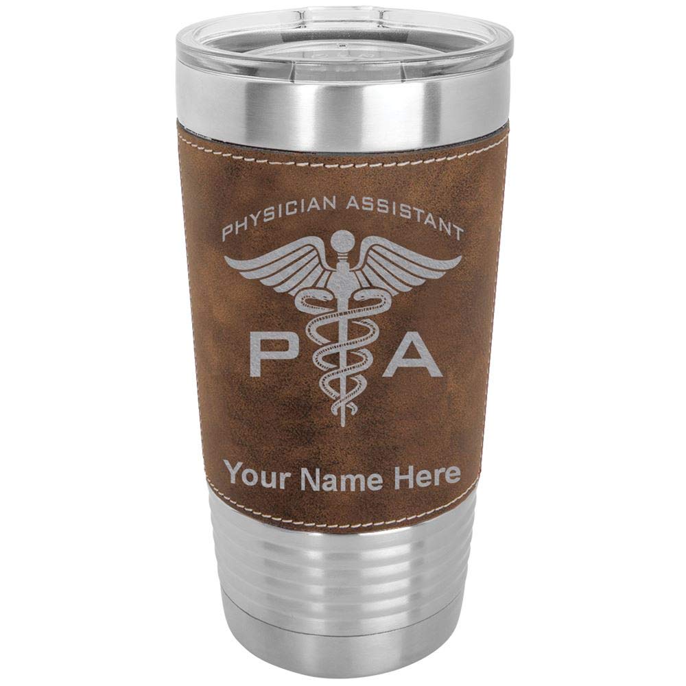 LaserGram 20oz Vacuum Insulated Tumbler Mug, PA Physician Assistant, Personalized Engraving Included (Faux Leather, Rustic)