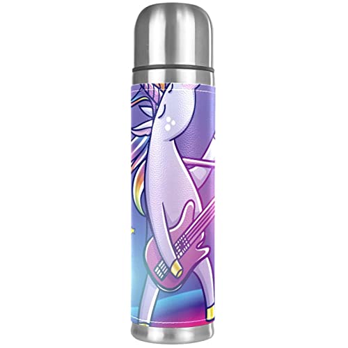 Funny Unicorn Playing the Guitar Stainless Steel Water Bottle Leak-Proof, Double Walled Vacuum Insulated Flask Thermos Cup Travel Mug 17 OZ