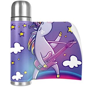 Funny Unicorn Playing the Guitar Stainless Steel Water Bottle Leak-Proof, Double Walled Vacuum Insulated Flask Thermos Cup Travel Mug 17 OZ