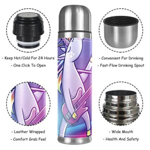 Funny Unicorn Playing the Guitar Stainless Steel Water Bottle Leak-Proof, Double Walled Vacuum Insulated Flask Thermos Cup Travel Mug 17 OZ