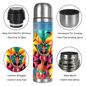 Brazilian Annual Carnival Festival Dancer Musicians Vacuum Insulated Stainless Steel Water Bottle, Double Walled Travel Thermos Coffee Mug 17 OZ for School Office